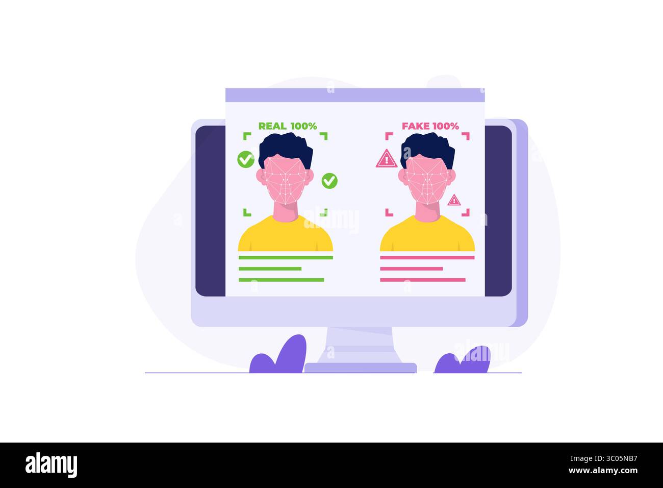 Deepfake, Deep face technology concept. Vector illustration Stock ...