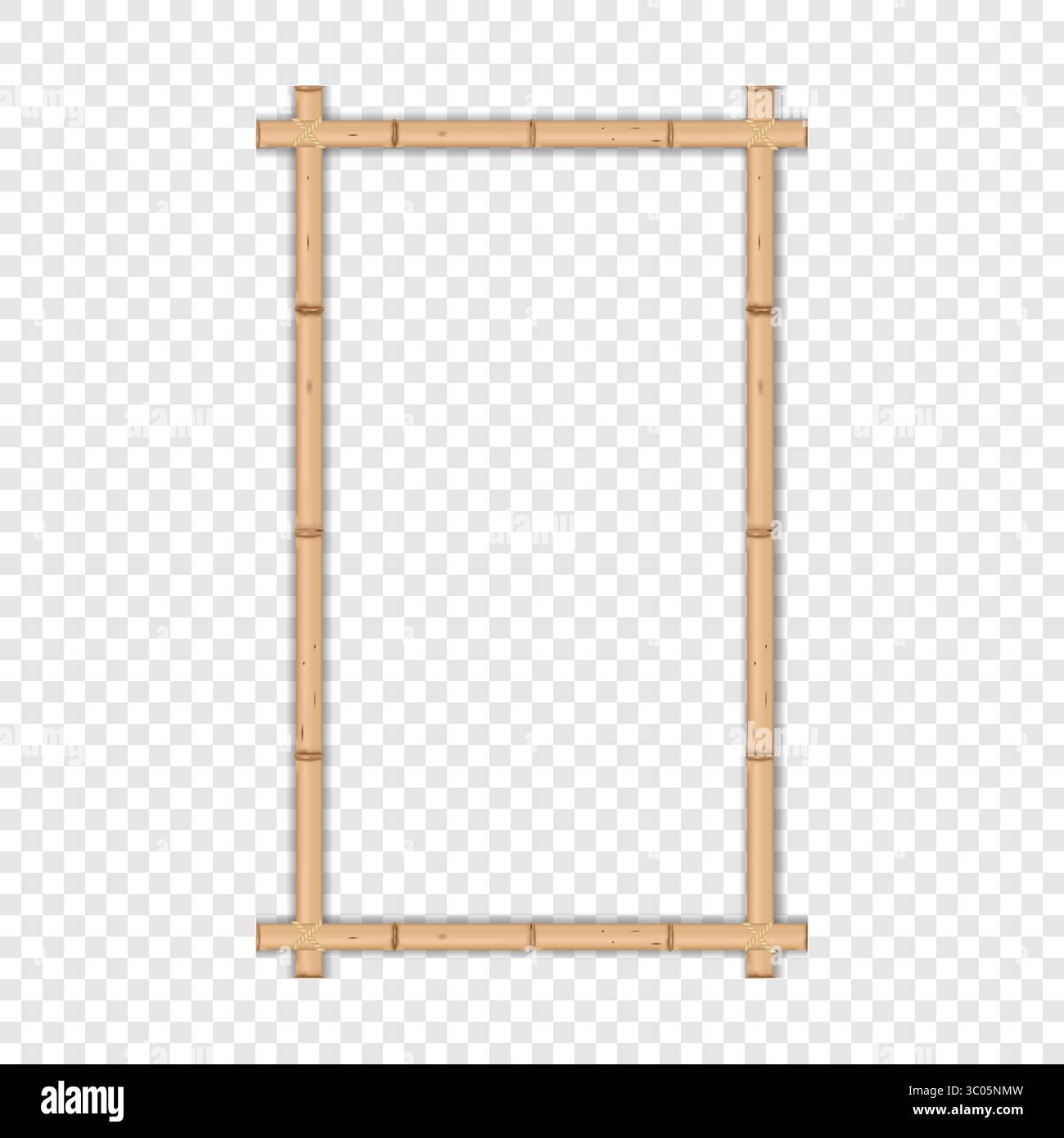 Japanese rustic realistic bamboo frame. Vector illustration isolated ...