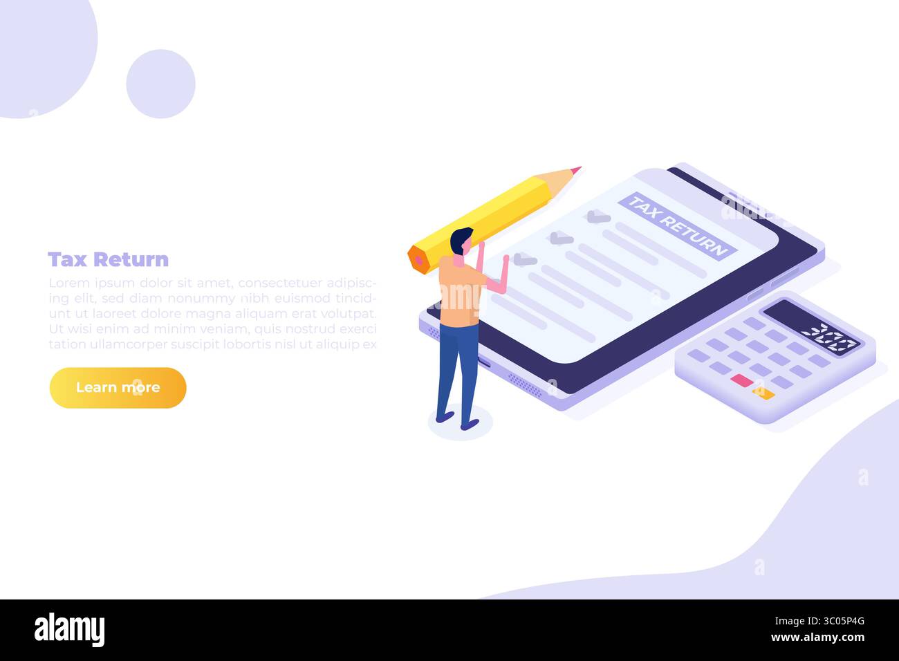 Tax return concept Isometric vector illustration Stock Vector Image ...