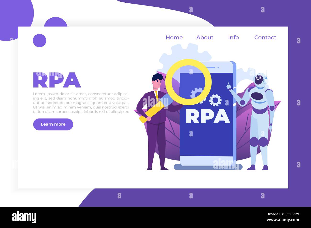 Robotic Process Automation concept, RPA. Robot or Chat bot helps people ...