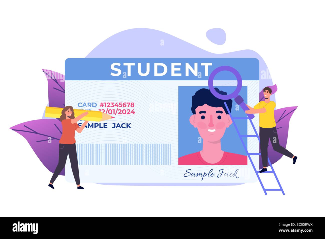 School, Student id card with photo. Vector illustration Stock Vector ...