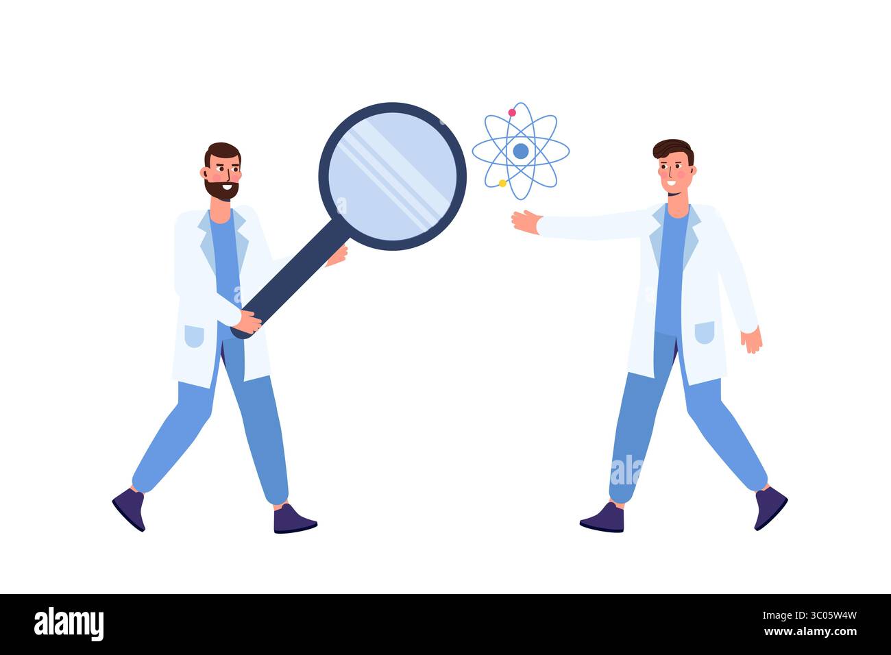 Man scientists showing atomic model. Vector illustration Stock Vector ...