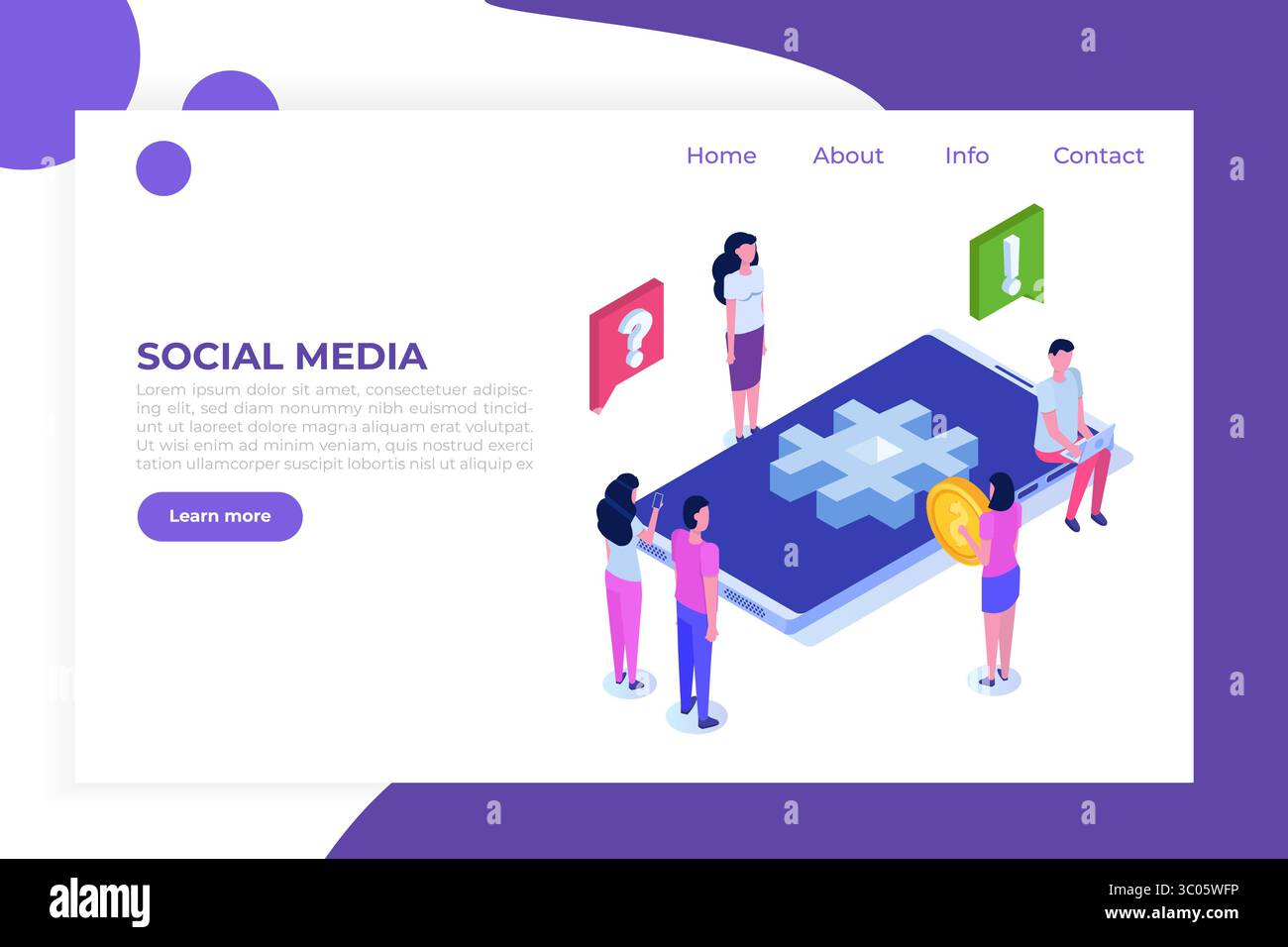Social media isometric concept with characters. Vector illustration ...