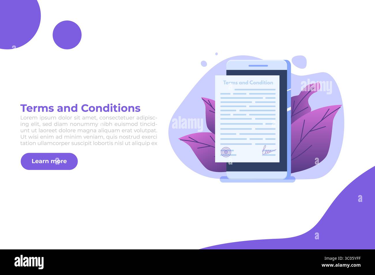 Terms And Conditions concept. Document paper, contract. Vector ...