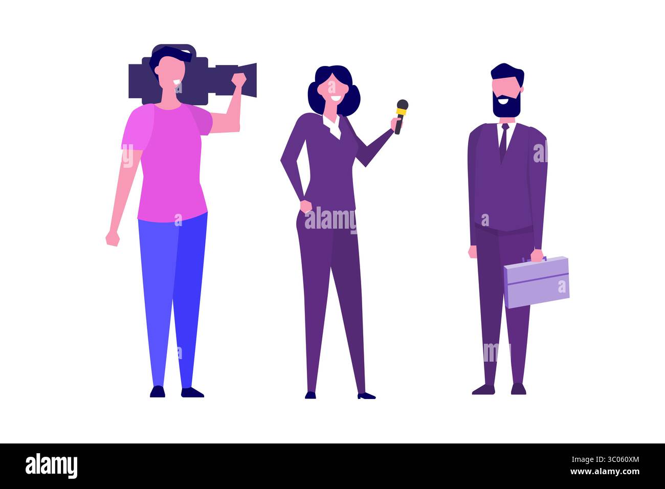 TV reporter character, Journalist special correspondent and camera man ...
