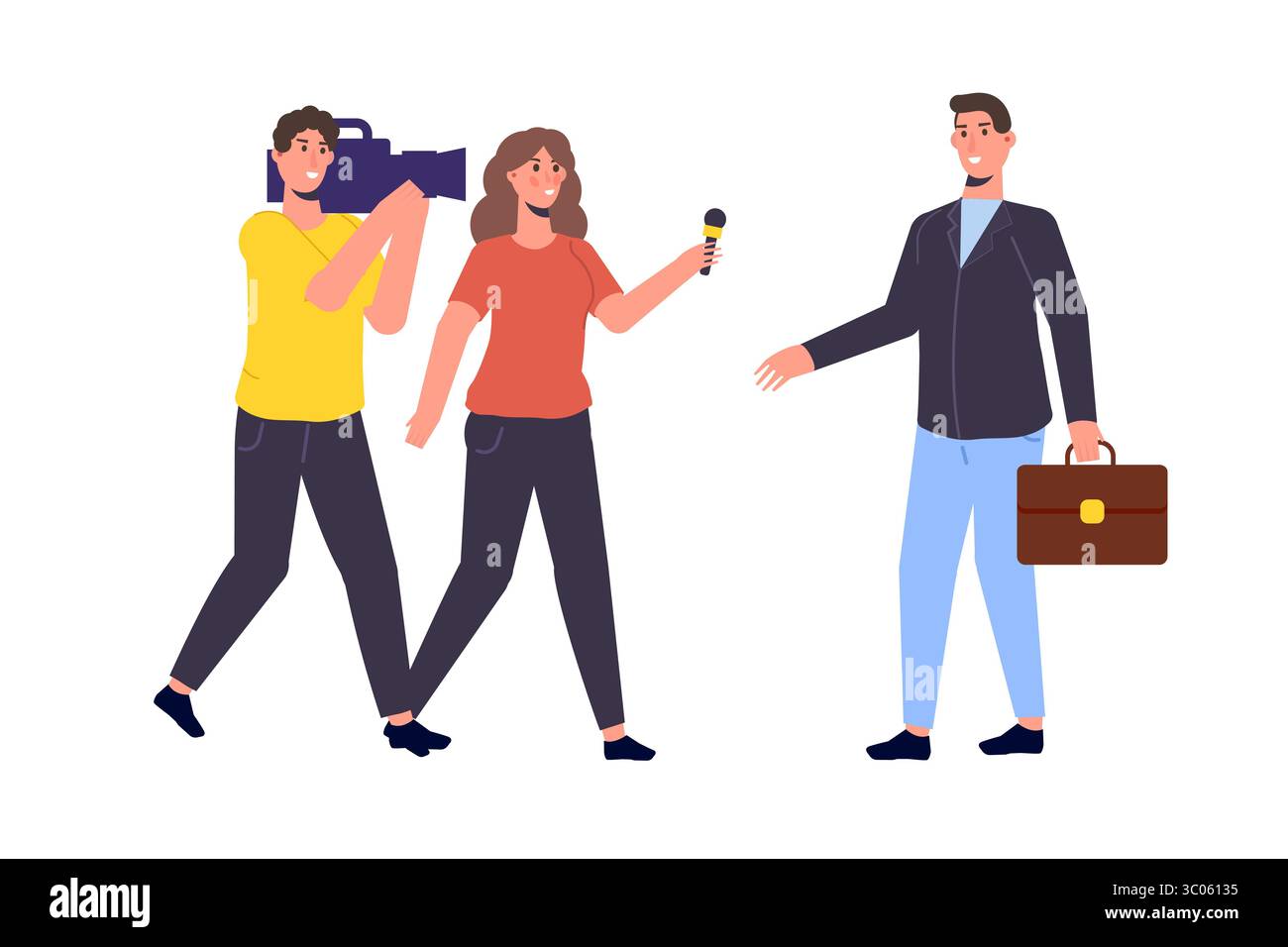 TV reporter character, Journalist special correspondent and camera man ...
