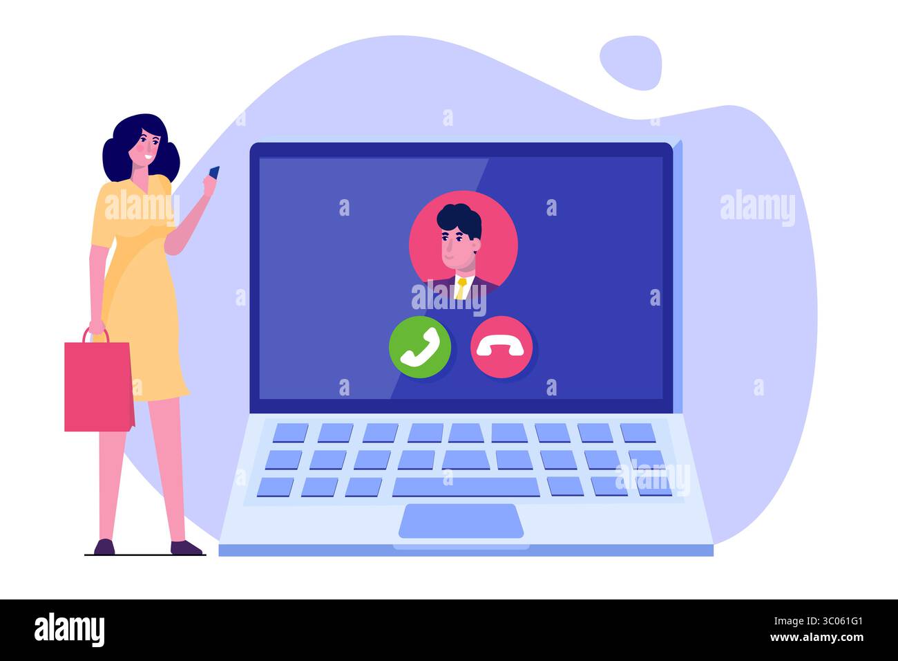 Voice over IP, IP telephony VoIP technology concept. Vector ...