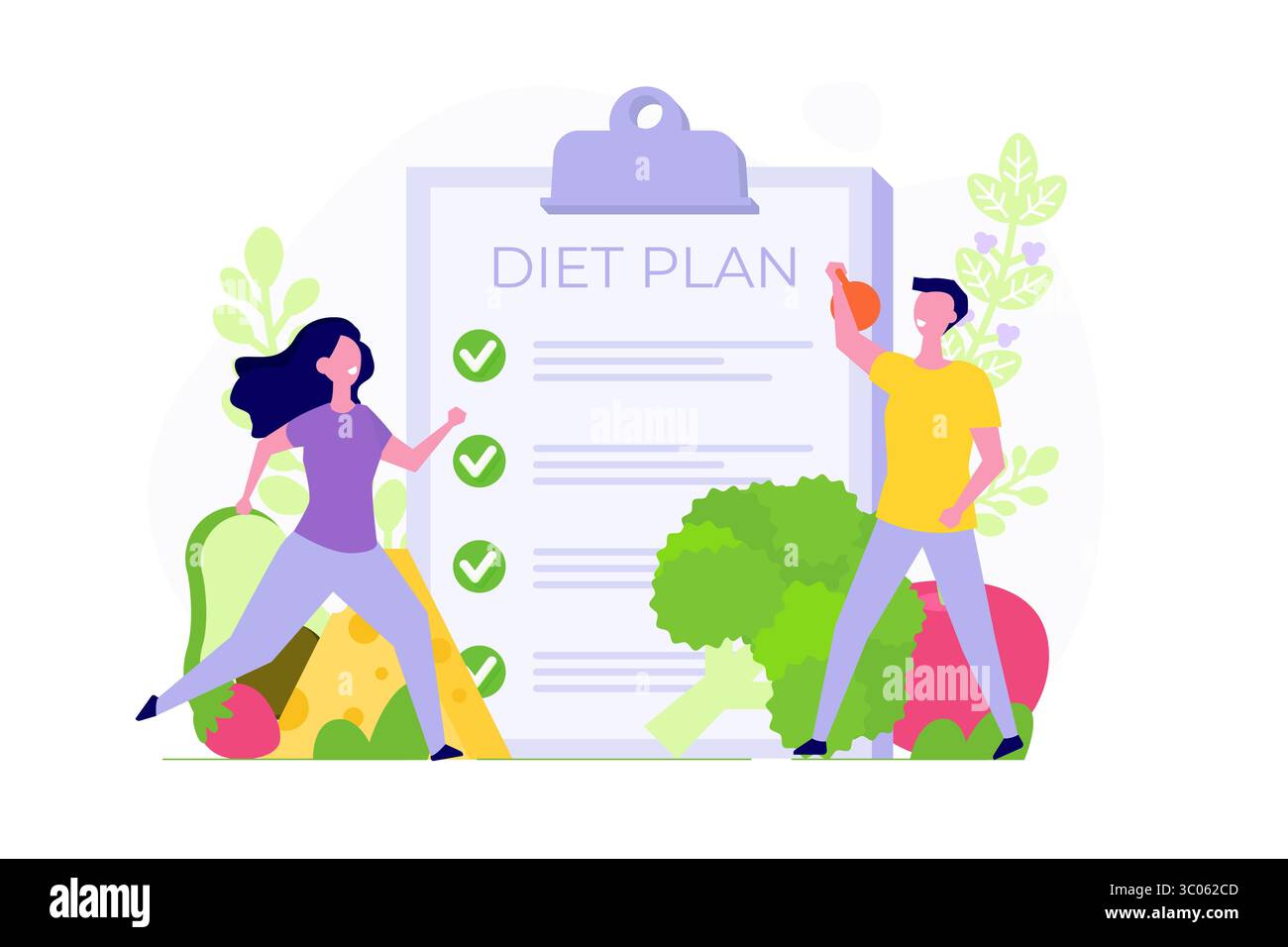 Diet plan schedule checklist concept. Vector illustration Stock Vector ...