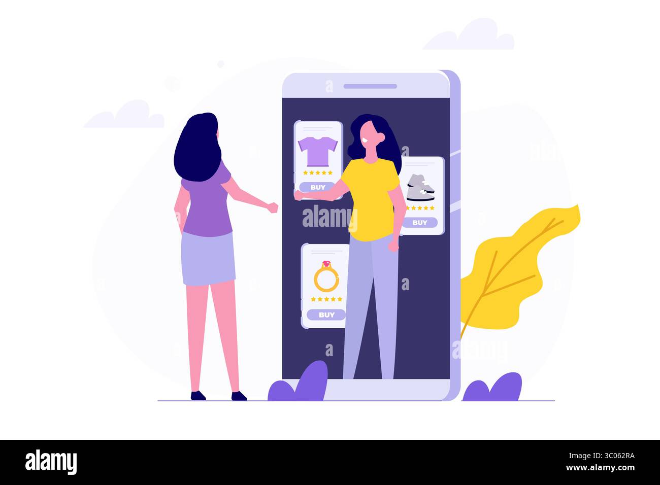 Virtual fitting room, online dressing, clothing room concept. Vector ...