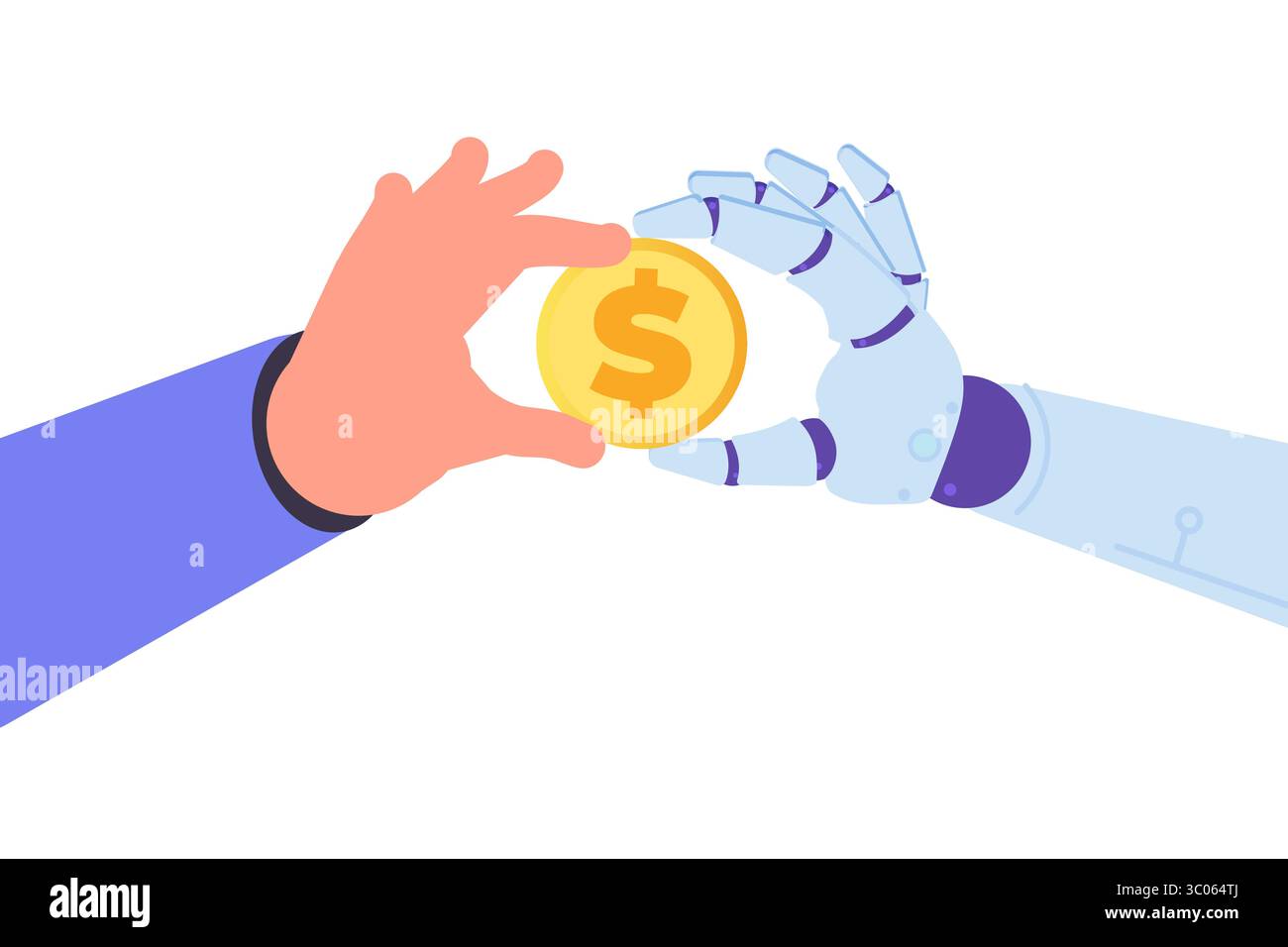 Robot making money for human business. Working with AI, Partnership ...