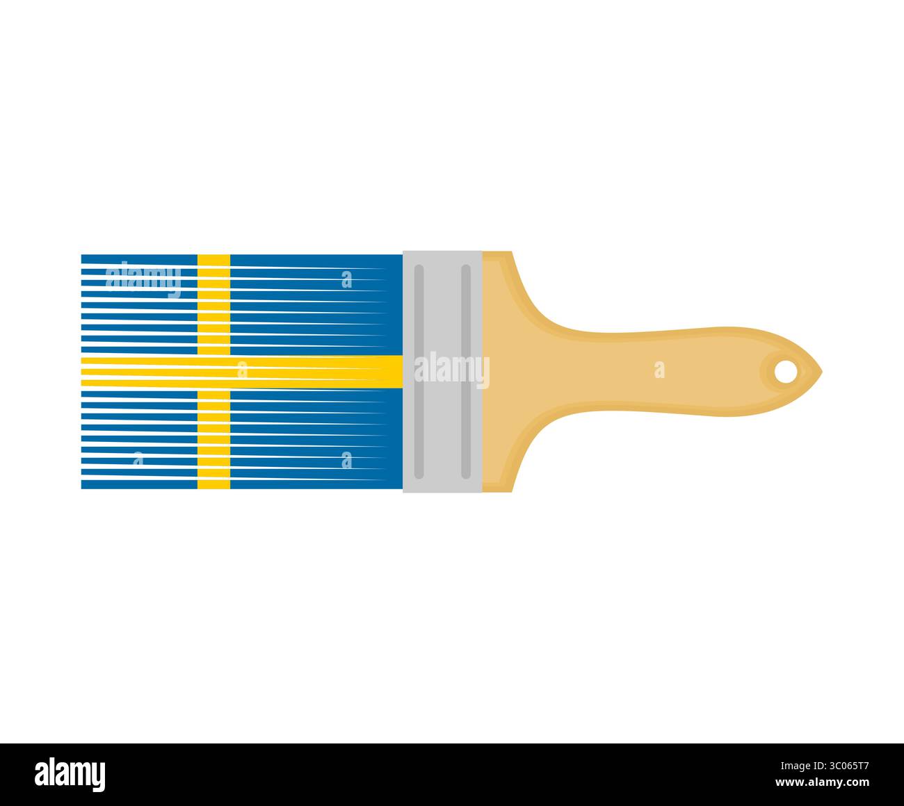 Paintbrush with the Swedish flag — vibrant blue and yellow symbolizing ...