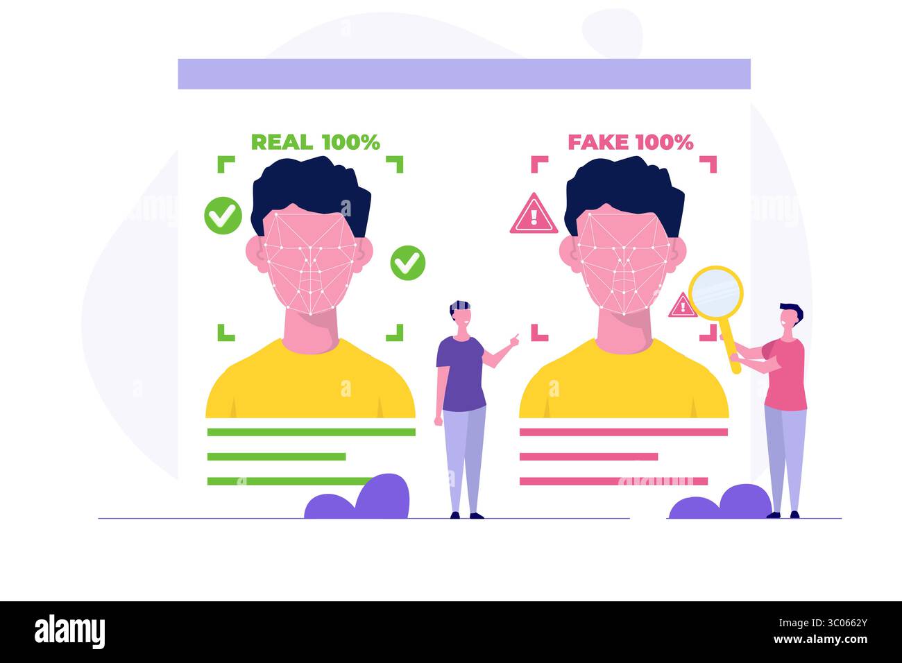 Deepfake, Deep face technology concept. Vector illustration Stock ...