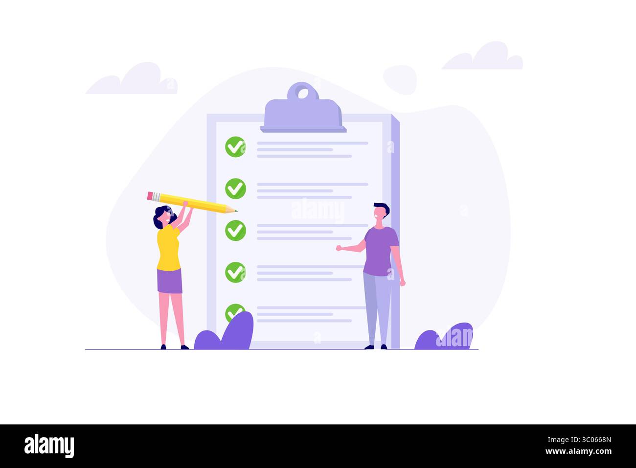 Complete project task, getting things done, business accomplishment concept. Flat Vector ...