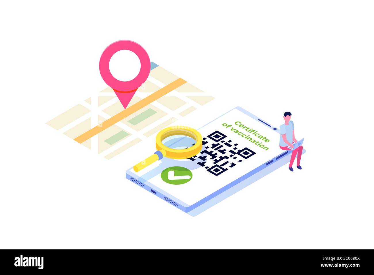 New normal, Vaccine mobile certificate or passport, QR code on ...