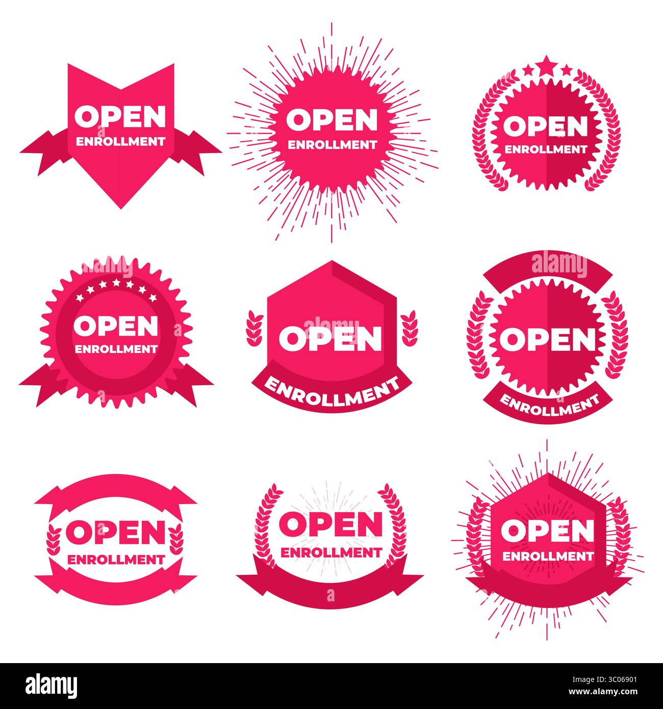 Open enrollment bannaer set. Vector illustrations for website, landing ...