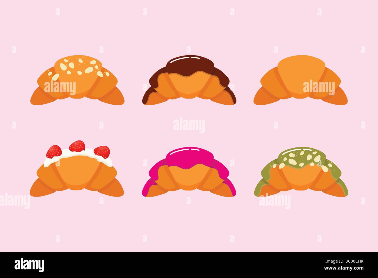French croissant strawberry cream Stock Vector Images - Alamy