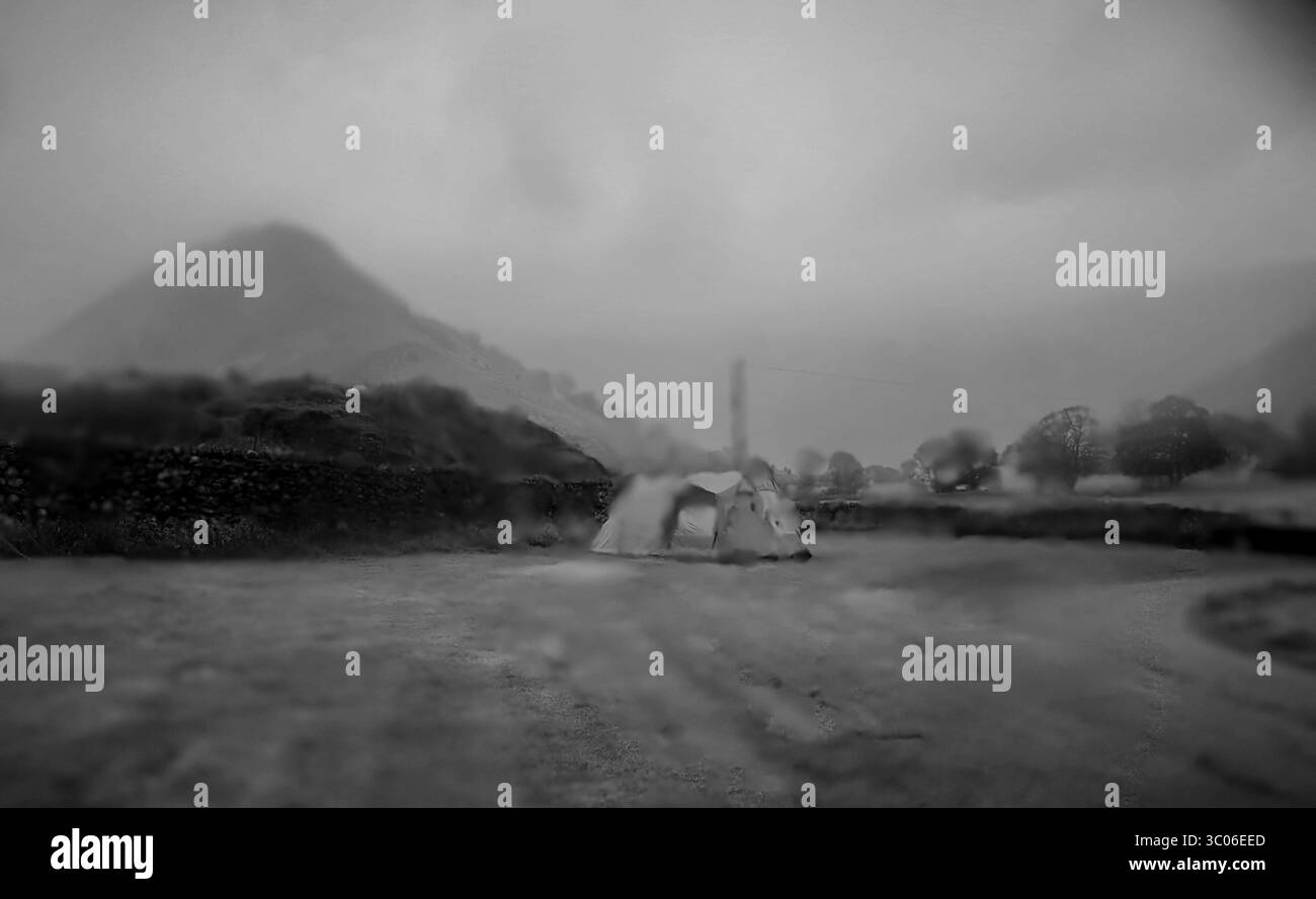 Family walking lake district Black and White Stock Photos & Images - Alamy