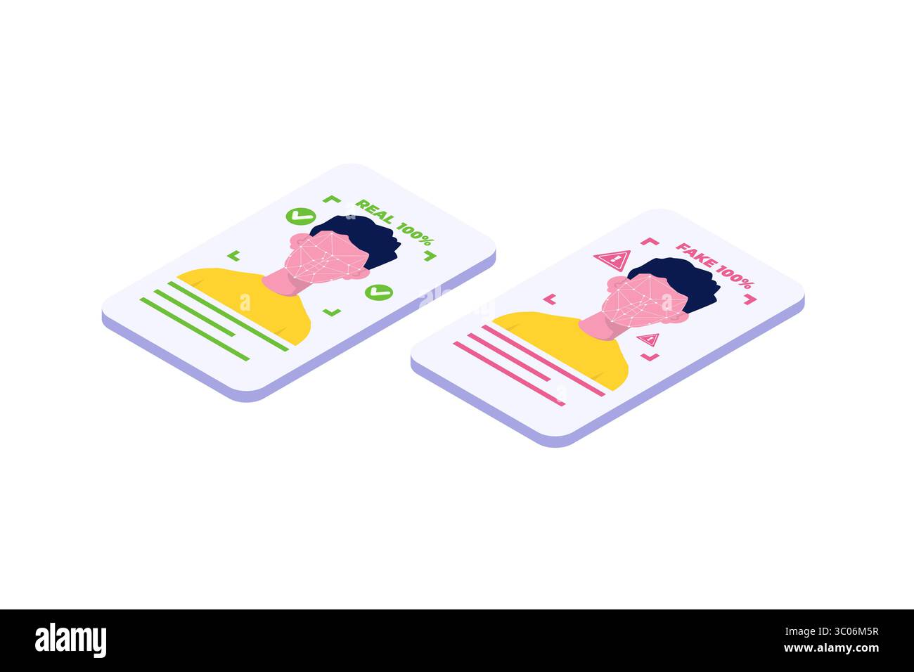 Deepfake, Deep face technology concept. Vector illustration Stock ...