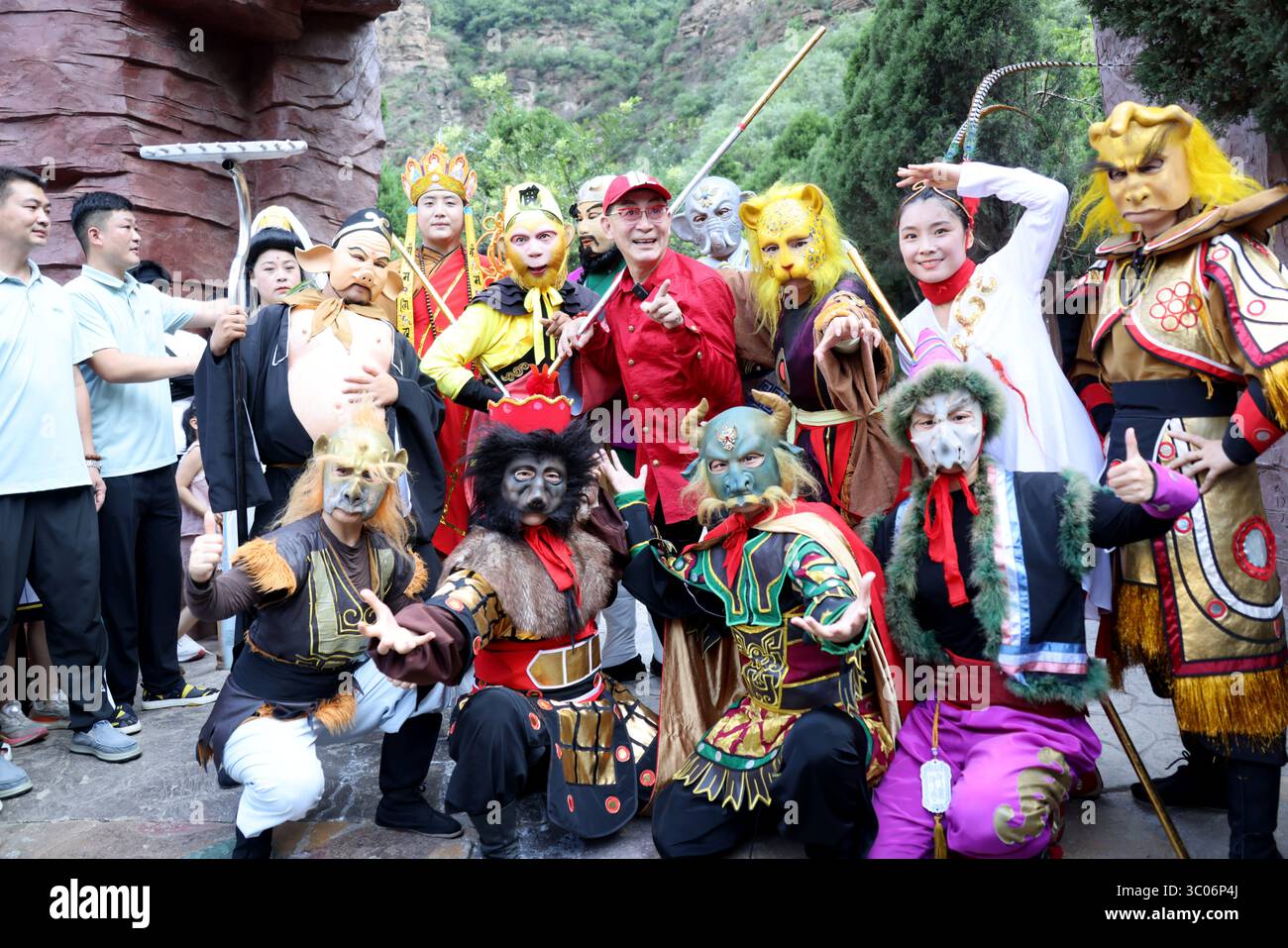 Chinese actor Liu Xiao Ling Tong visits a macaque reserve in Jiyuan ...