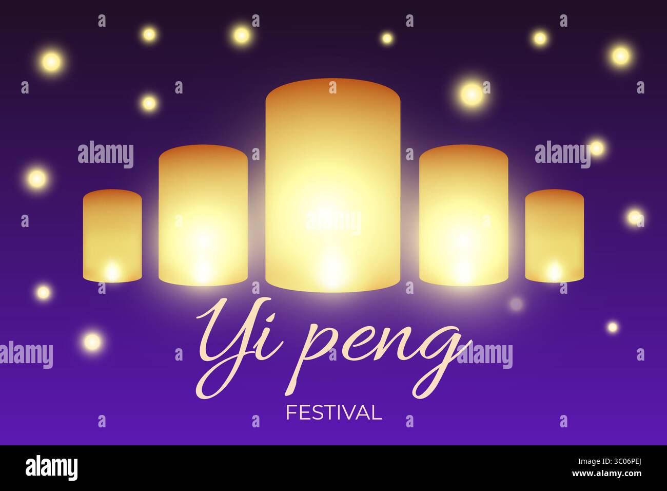 Traditional thai Yi Peng, Loy Krathong sky latern festival. Vector ...