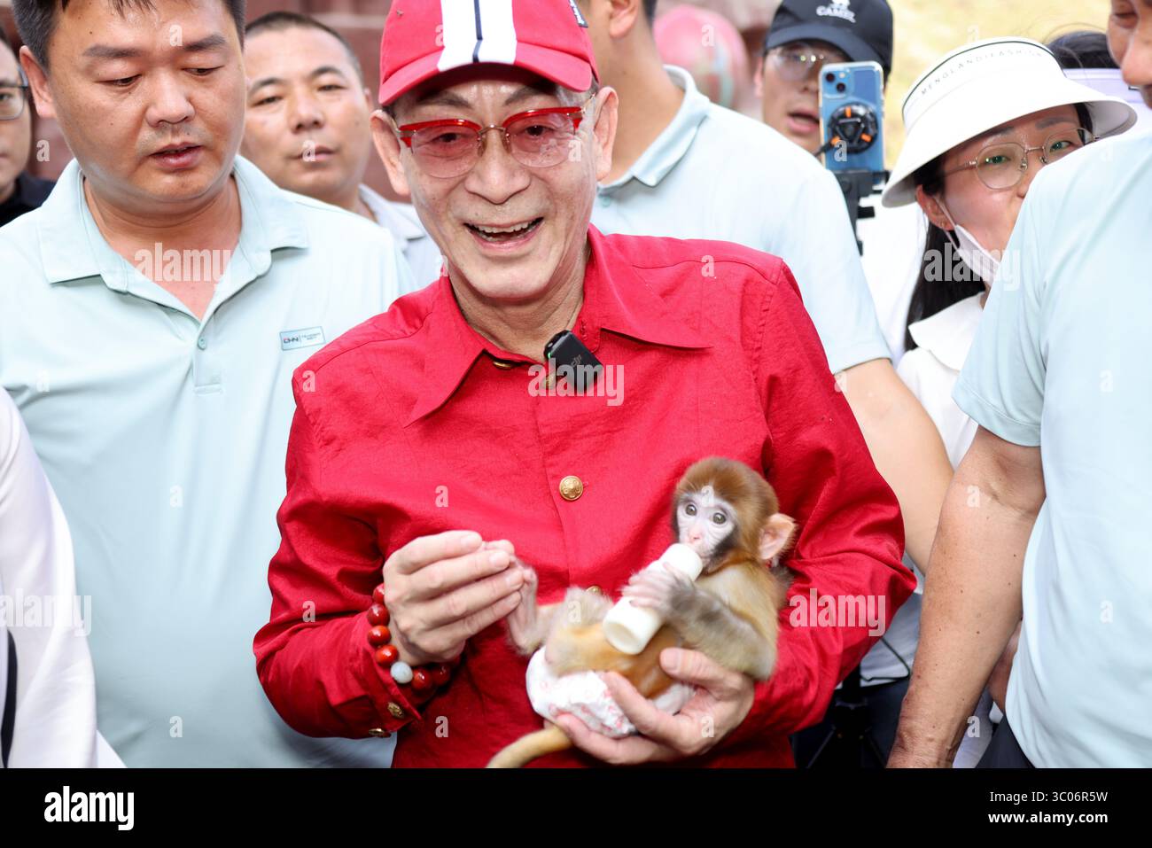 Chinese actor Liu Xiao Ling Tong visits a macaque reserve in Jiyuan ...