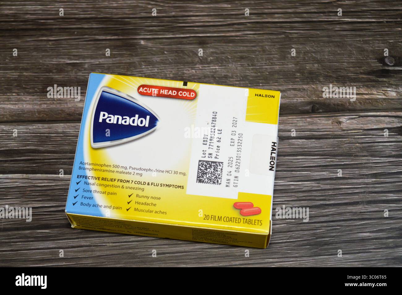 Cairo, Egypt, July 18 2025: Panadol acute head cold tablets, contains ...