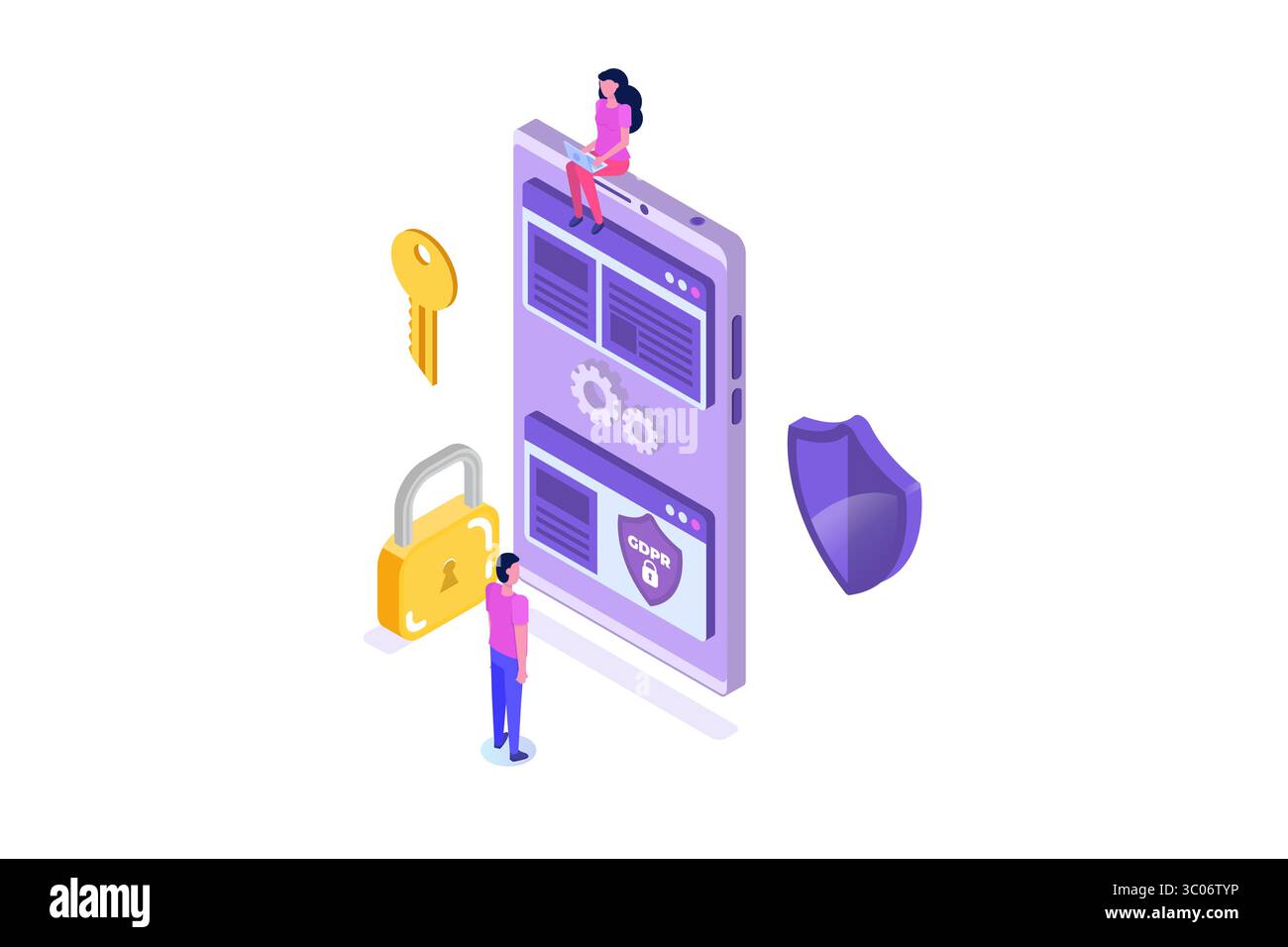 General Data Protection Regulation - GDPR isometric concept. Vector ...