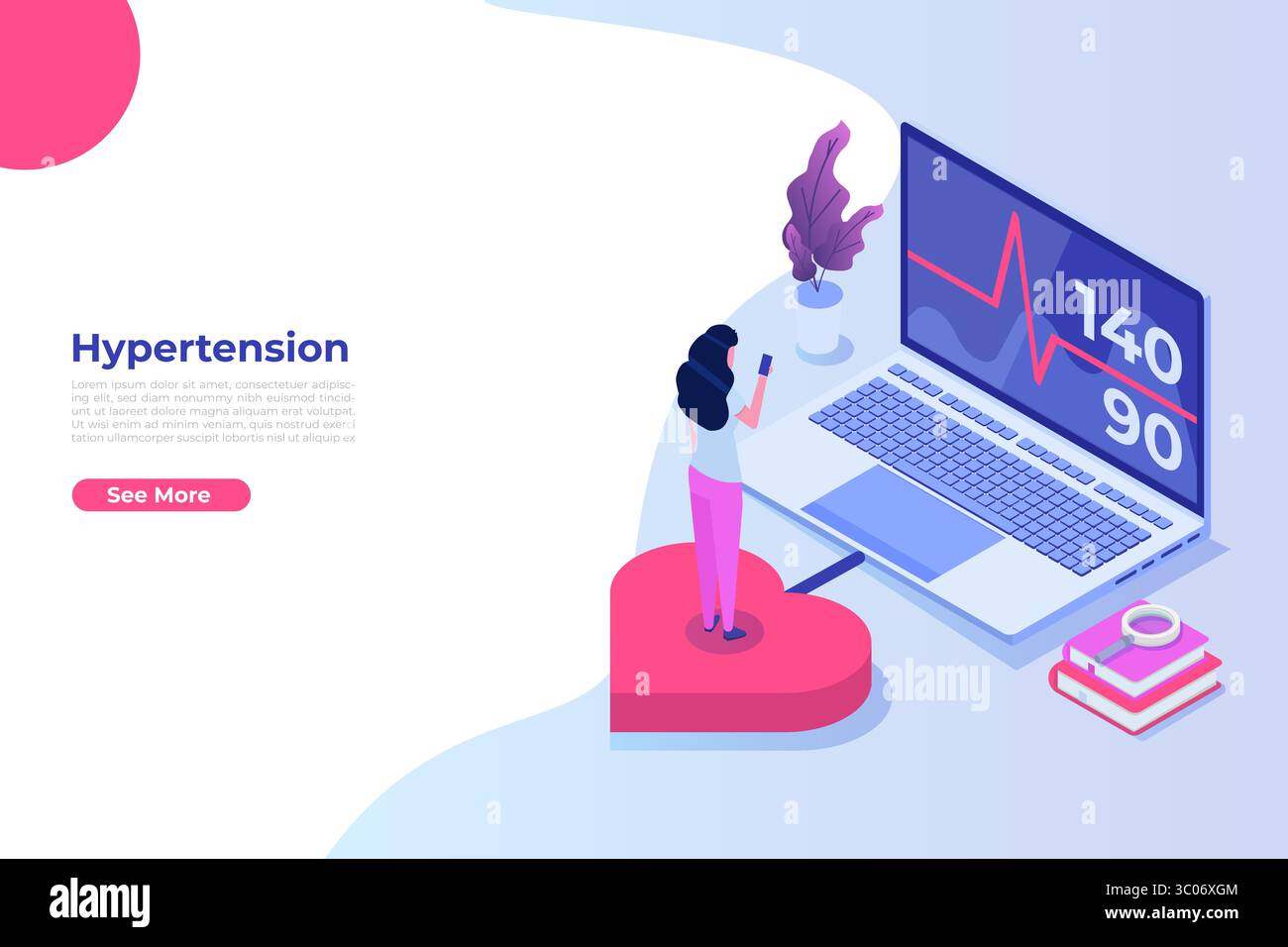 Hypertension disease isometric concept. Blood pressure health. Vector ...