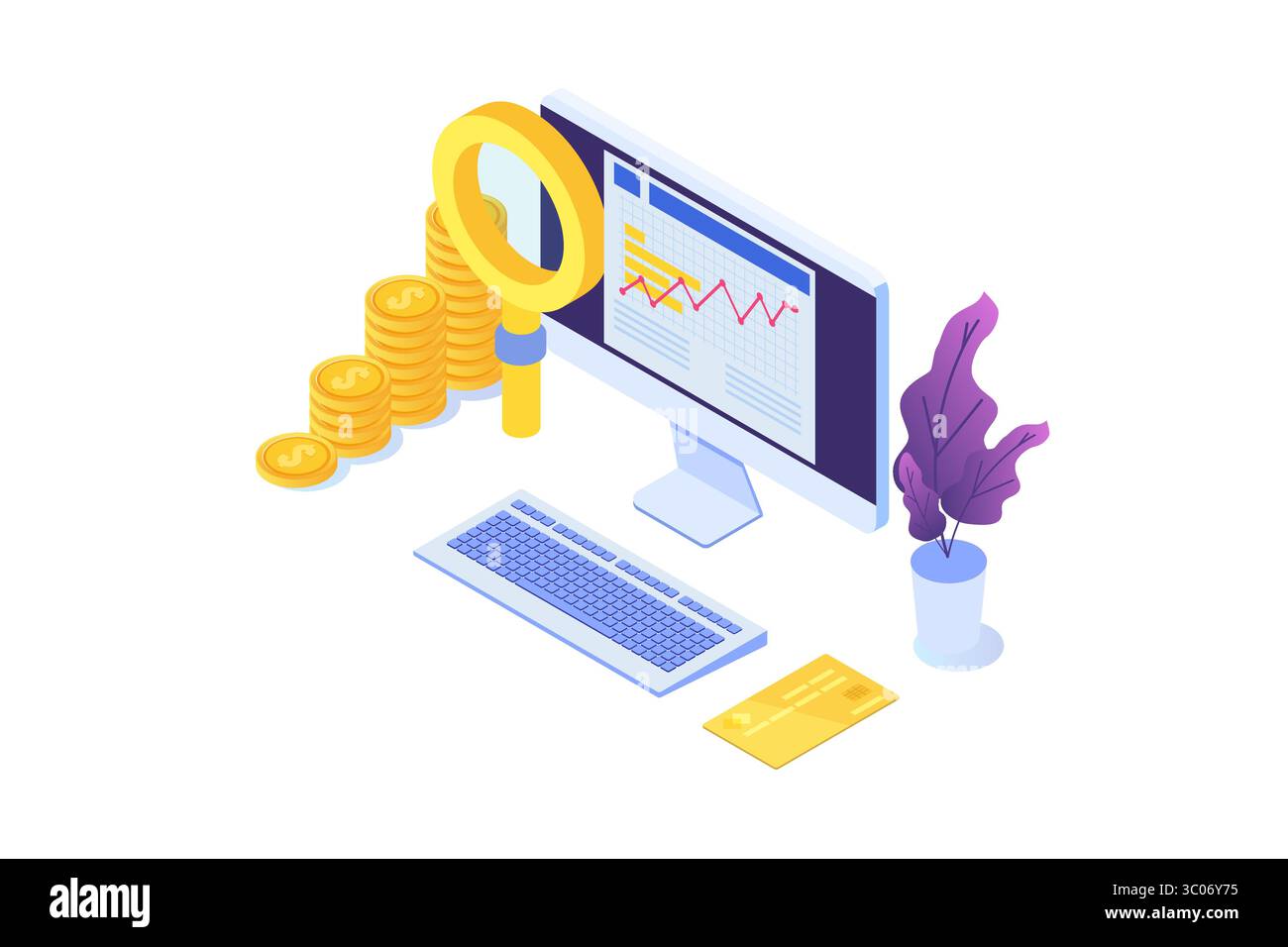 Financial administration, examiner, audit isometric concept. Company ...