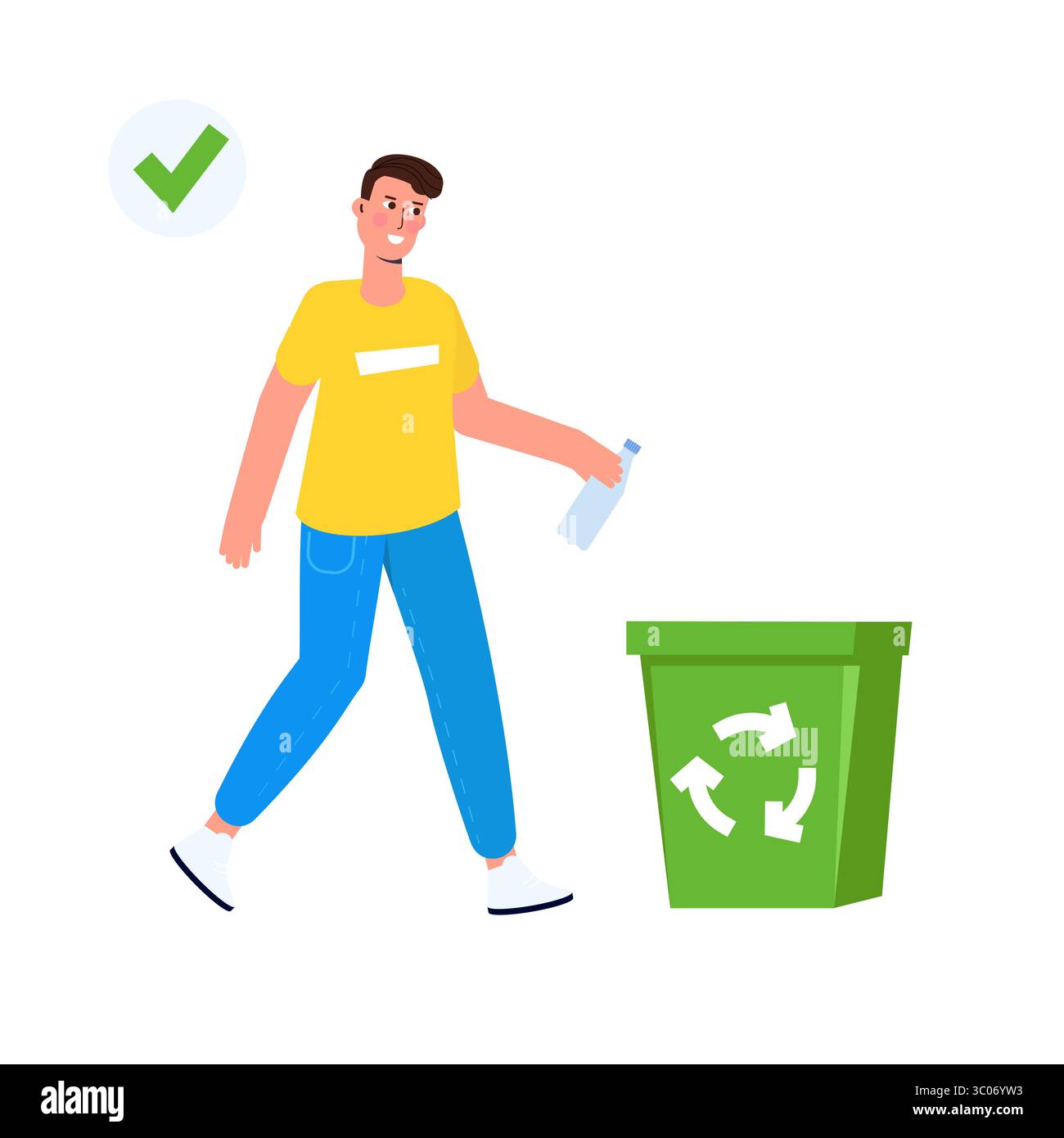 Littering behavior, correct examples of throwing out garbage. Vector ...