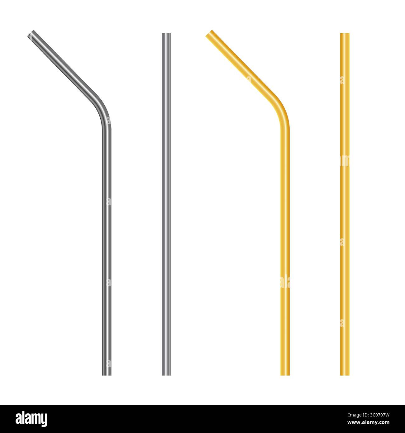Reusable steel, metal straws set. Realistic vector illustration Stock ...