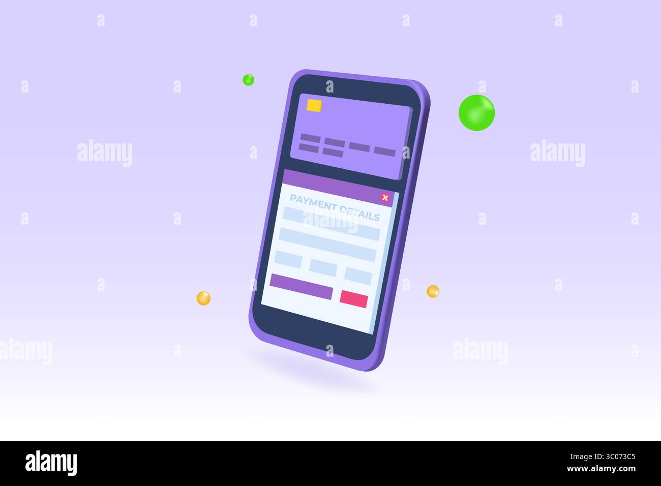 Payment details, entering credit cards details online. 3d realistic ...