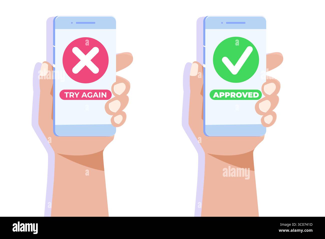 Payment error and approved concept. Vector illustration Stock Vector ...