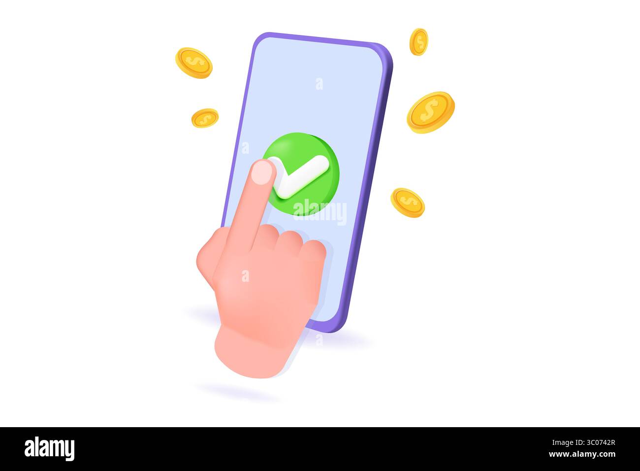 Payment approved concept. 3d realistic vector illustration Stock Vector ...