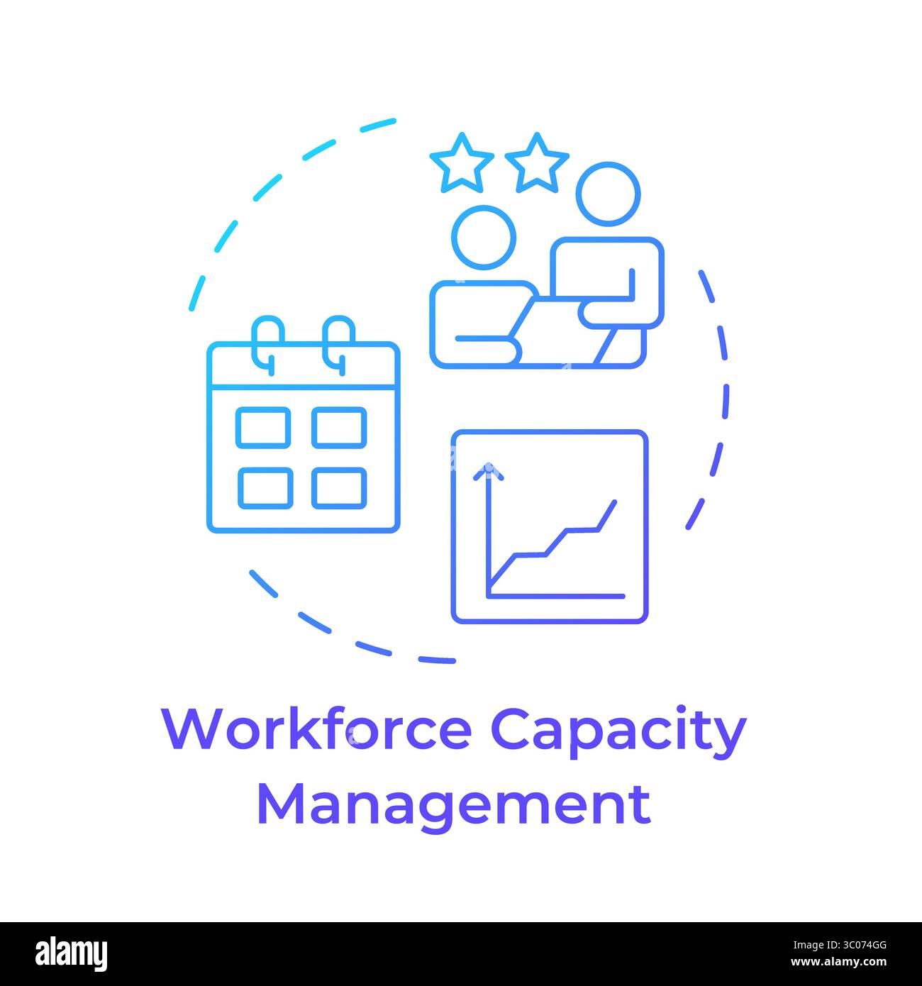 Workforce capacity management blue gradient concept icon Stock Vector ...