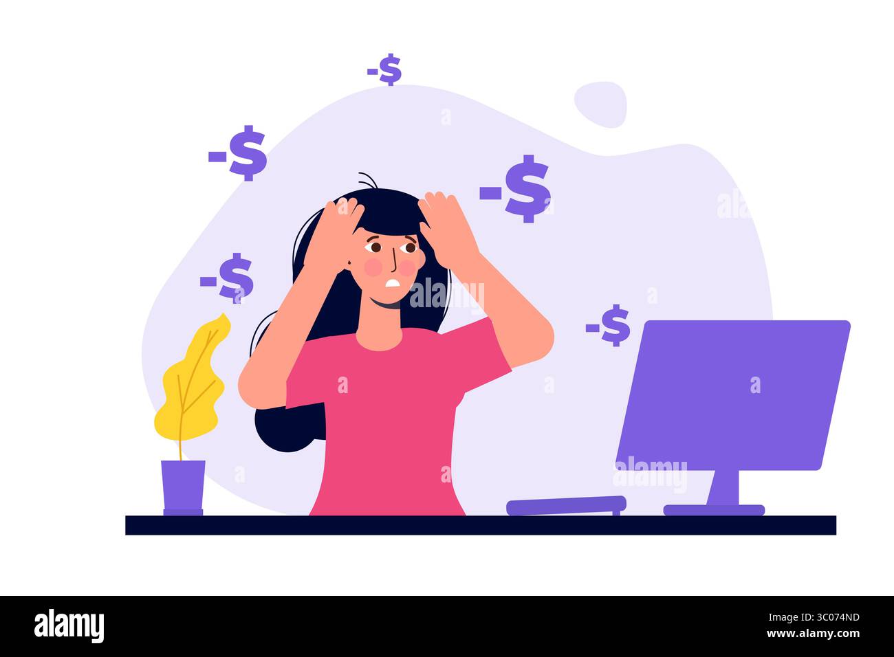 Financial problem, Paying stress concept. No money to pay debts. Vector ...