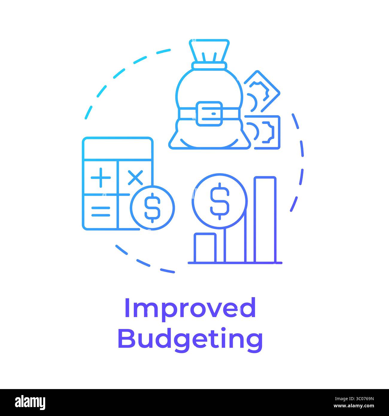 Improved budgeting blue gradient concept icon Stock Vector Image & Art ...