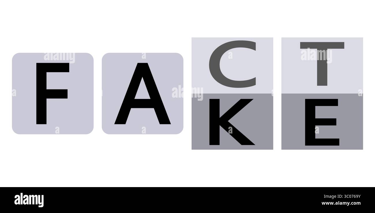 Creative visual representation of the words fake and fact highlighting ...