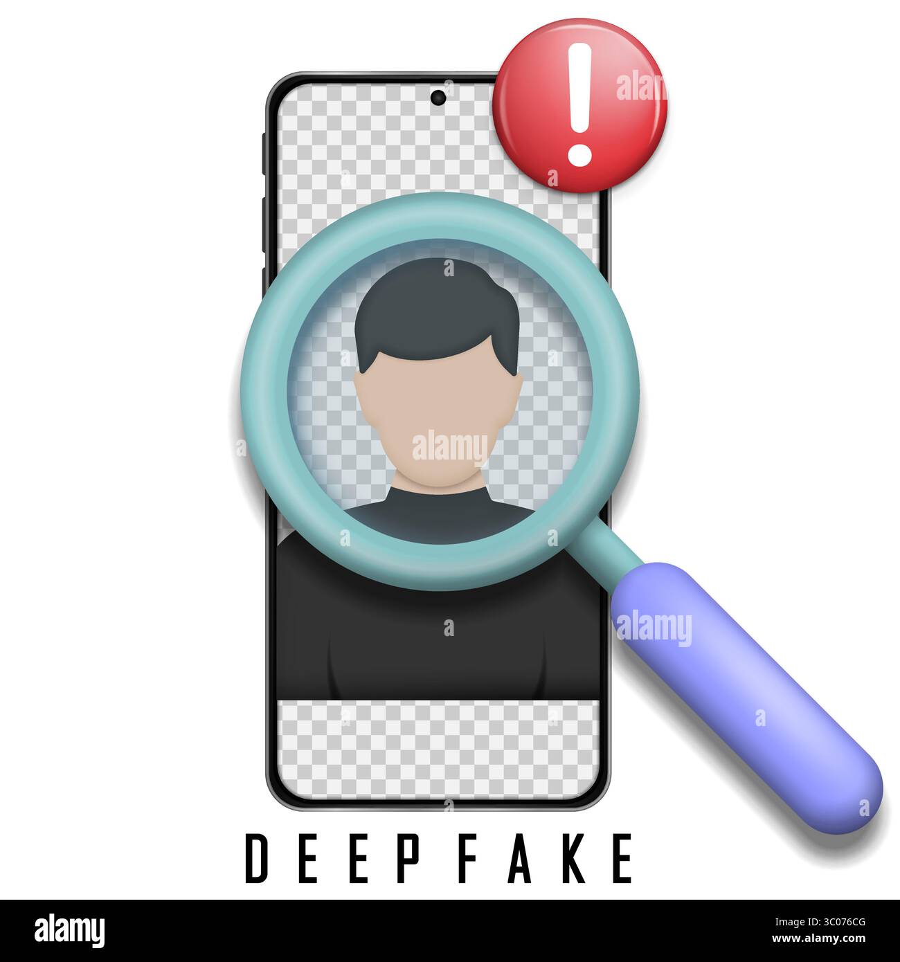 Vector illustration showing a magnifying glass scanning a faceless ...