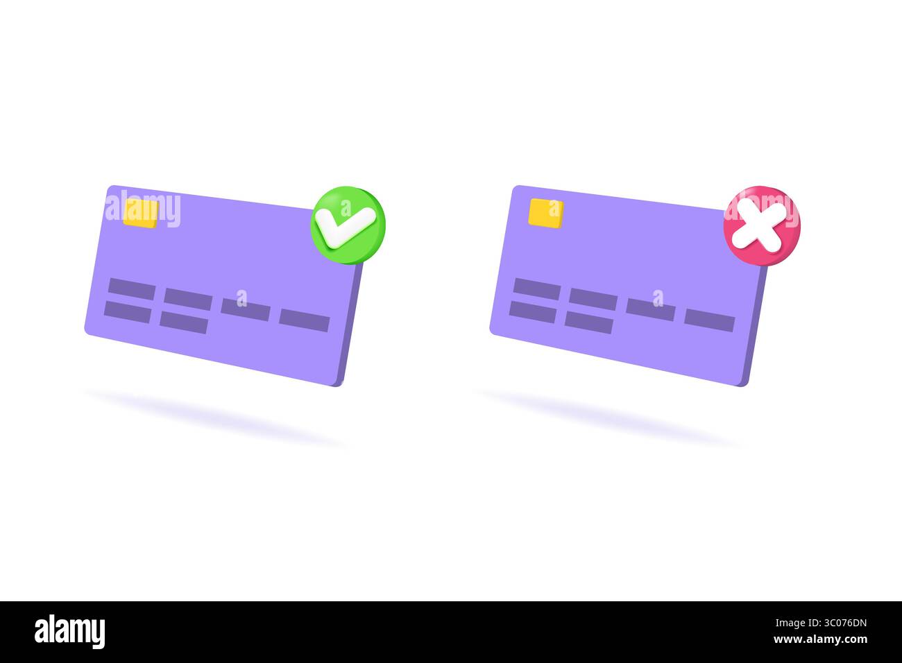 Payment error and approved concept. 3d realistic vector illustration ...