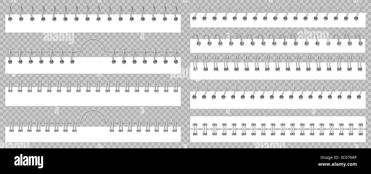 Collection of realistic spiral, coil, and ring binding elements for ...