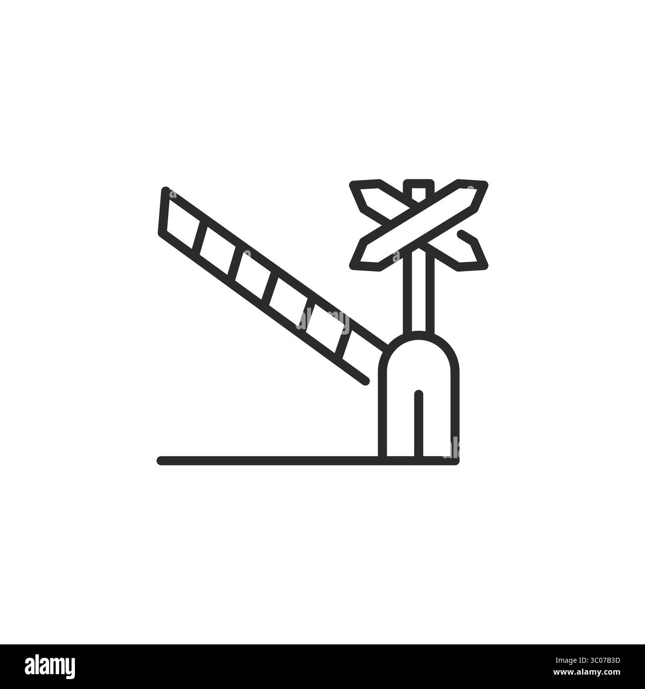 Railway crossing icon. Simple railway crossing icon with gate and ...