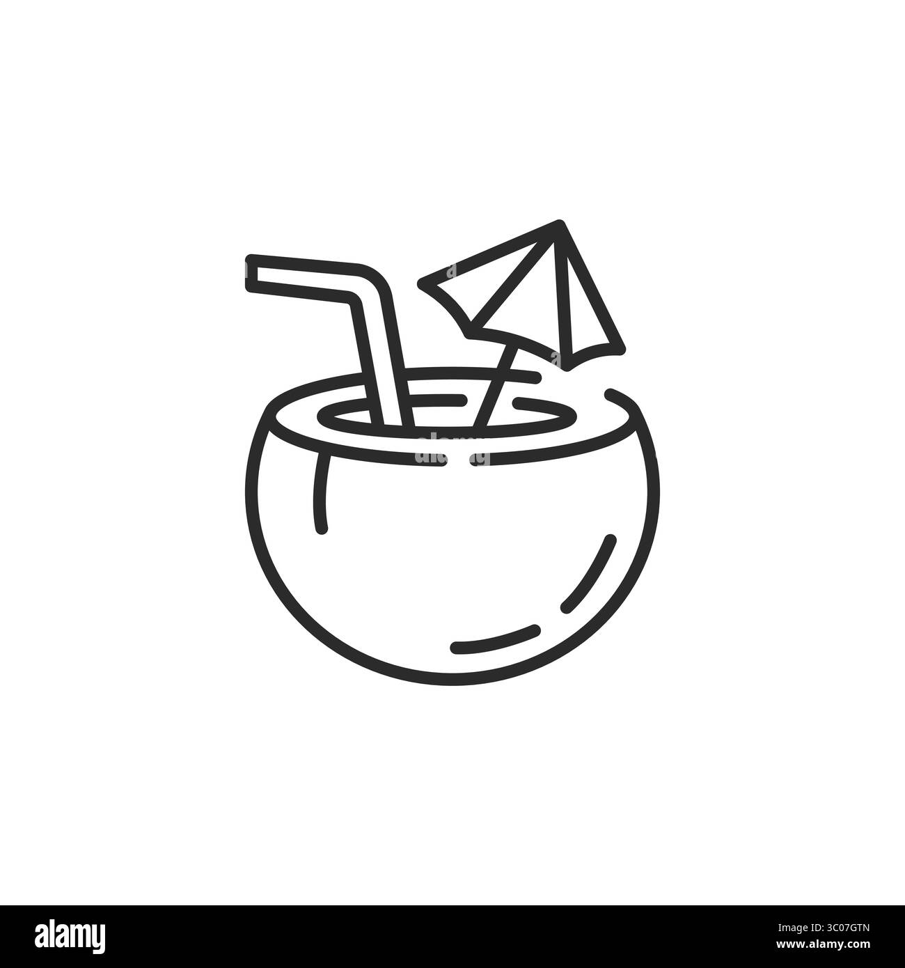 Illustration coconut cocktail in Black and White Stock Photos & Images ...