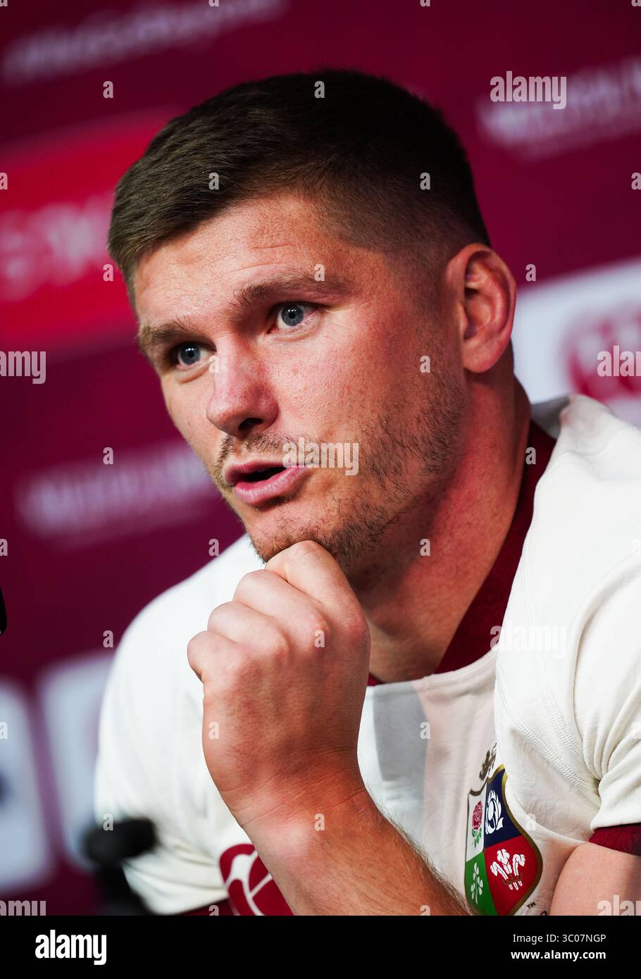 Owen Farrell during a British and Irish Lions press conference at the Marvel Stadium, Melbourne ...