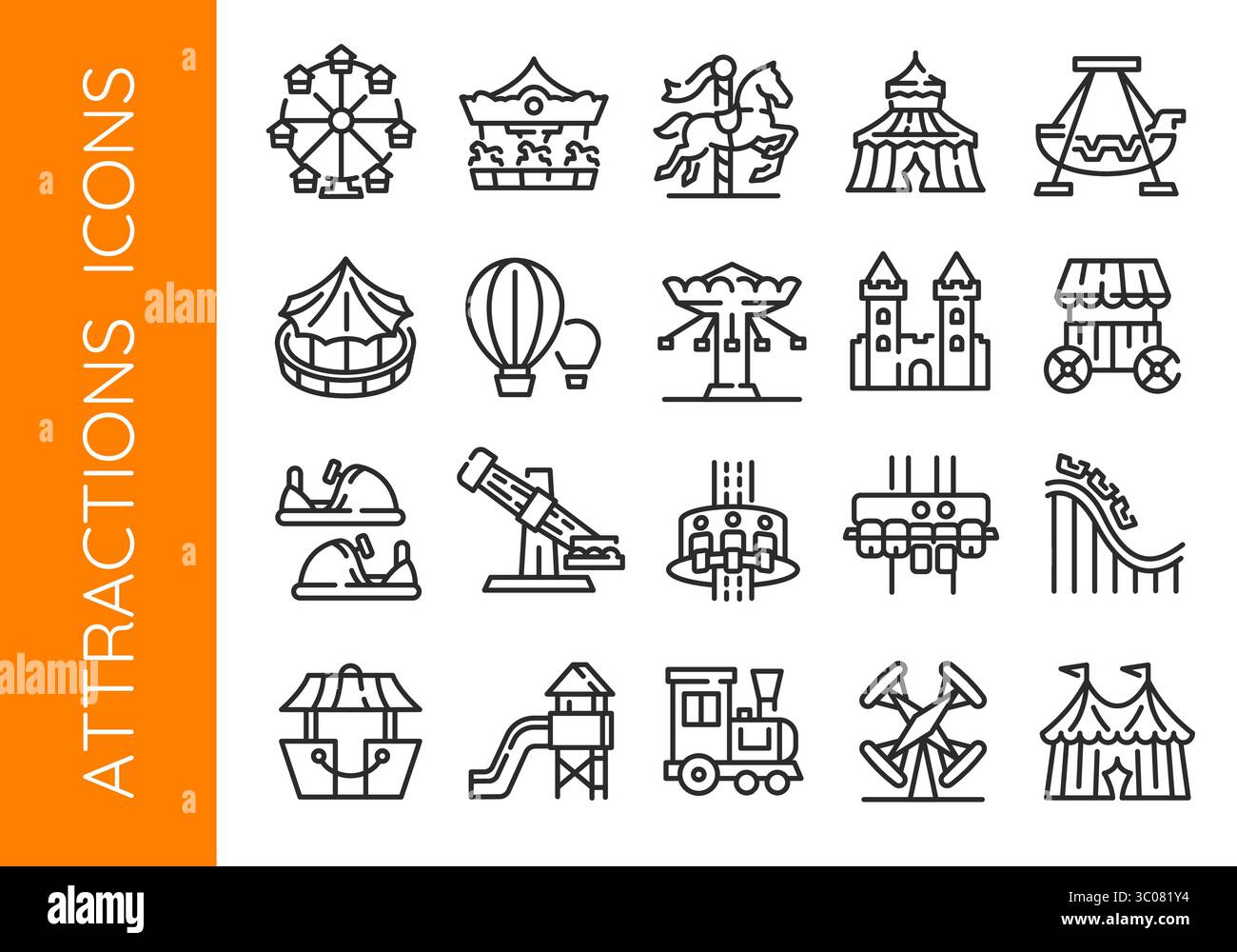 Attractions Icons Set Stock Vector Image & Art - Alamy