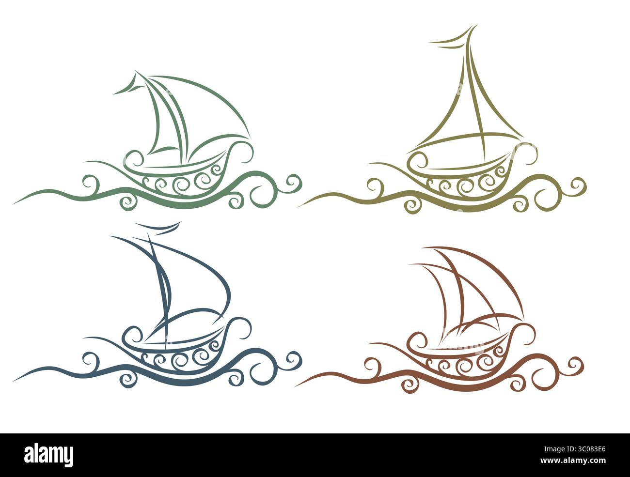 Set logos sailing with a wave Stock Vector Image & Art - Alamy
