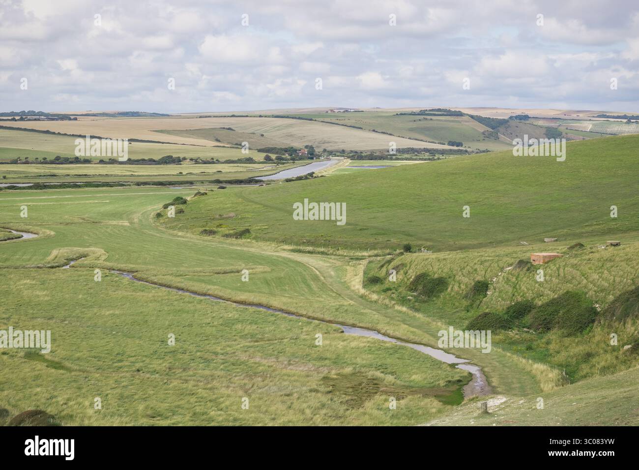 Cuckmere Haven, an area of flood plains in Sussex, England where the ...