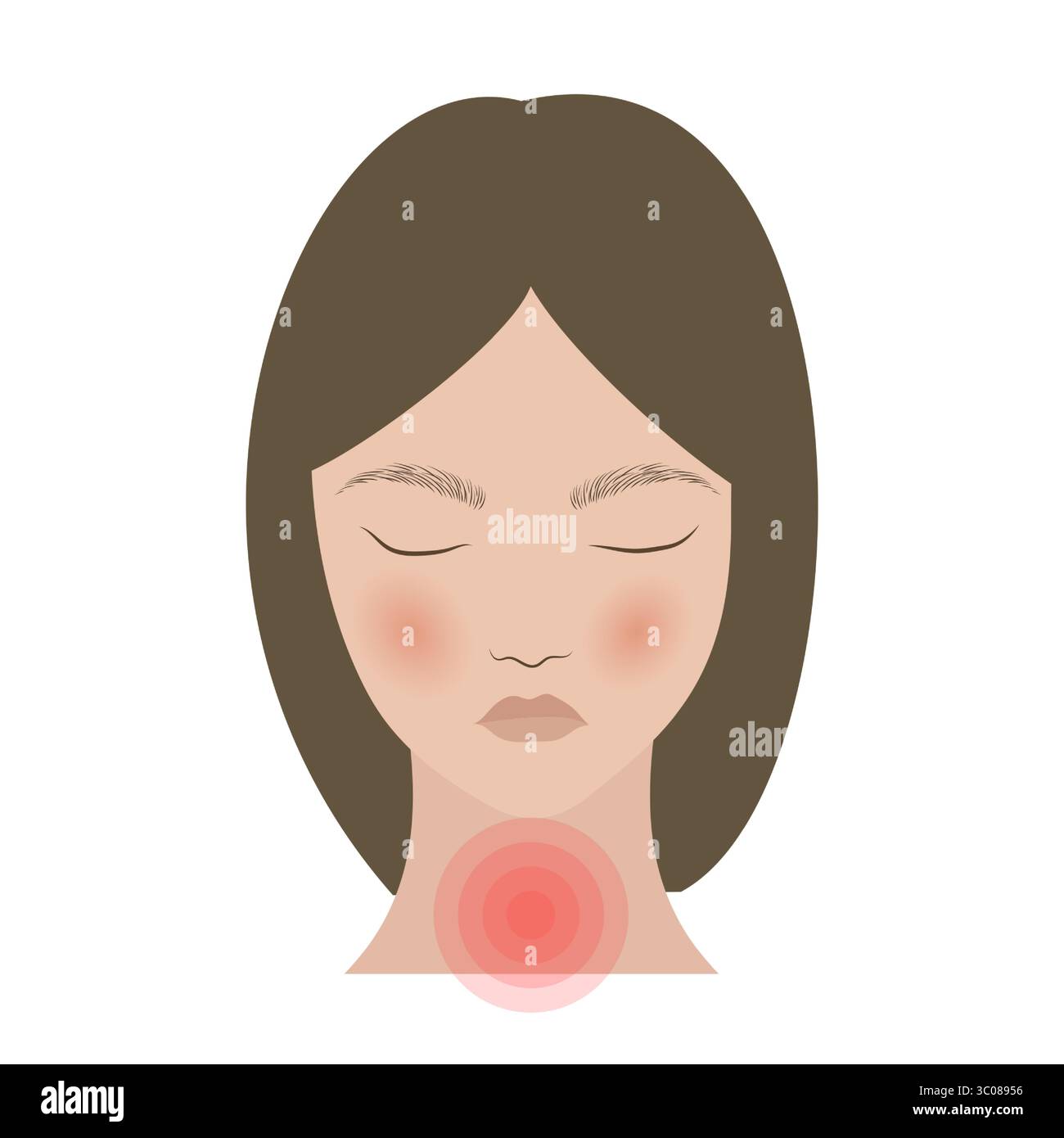 Woman suffering from sore throat and thyroid gland problem Stock Vector ...