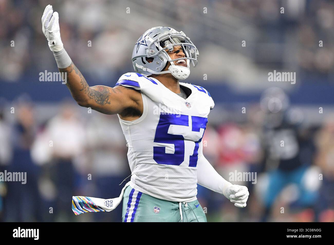 October 14, 2018: Dallas Cowboys linebacker Damien Wilson (57) during ...