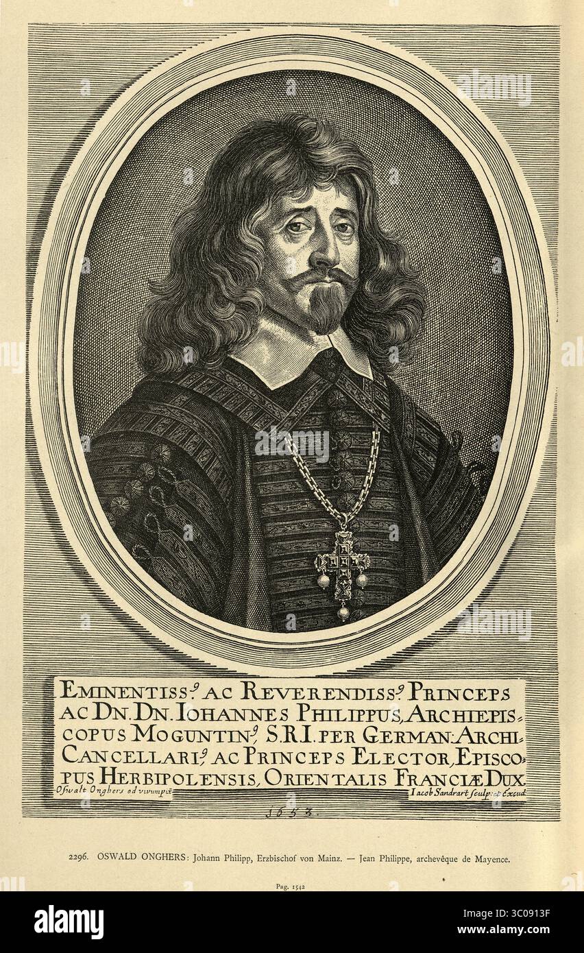 Johann Philipp von Schönborn, 17th Century art, Vintage illustration ...